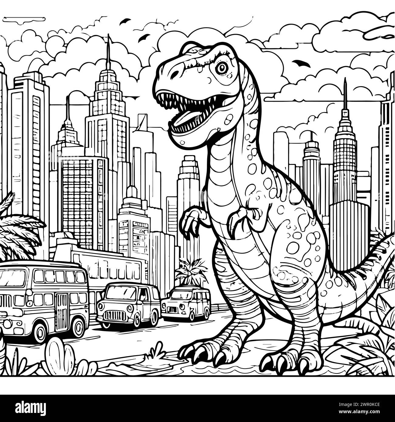 Cute pink dinosaur Black and White Stock Photos & Images - Alamy