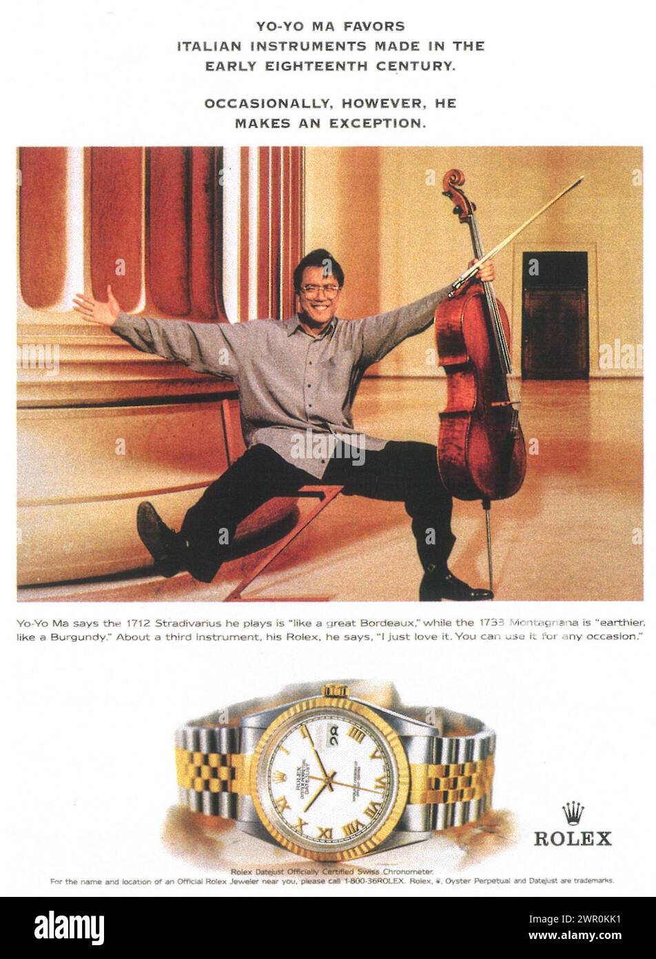 1998 Rolex Oyster Perpetual Datejust Ad with Yo-Yo Ma Stock Photo - Alamy