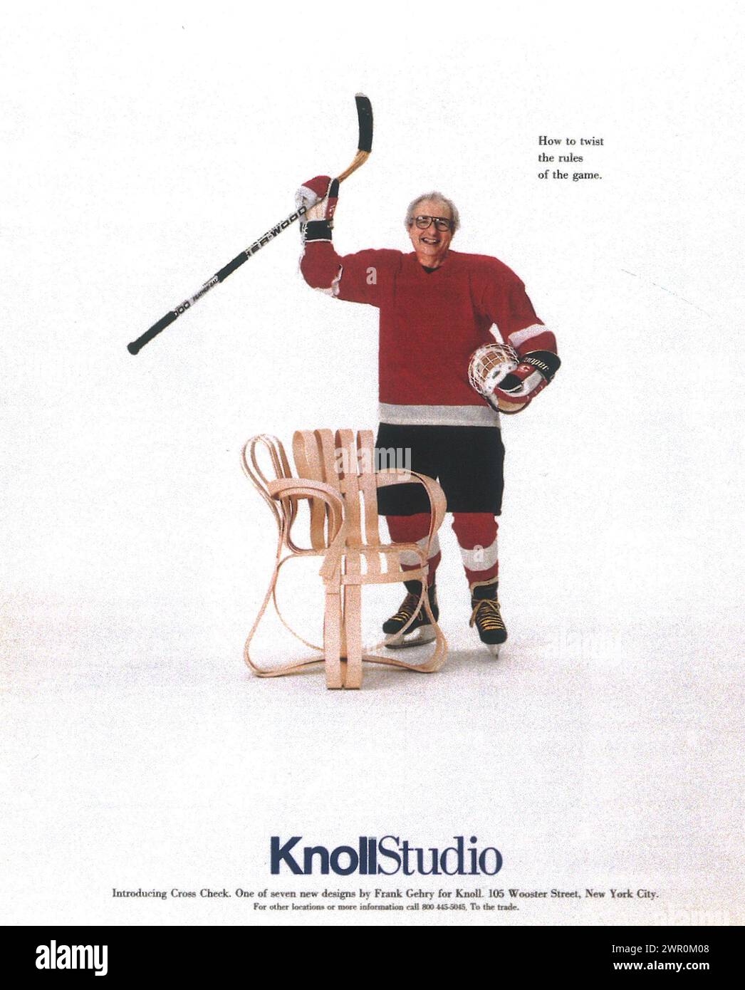 1992 Knollstudio Cross Check ad with Frank Gehry, Hockey playing ...