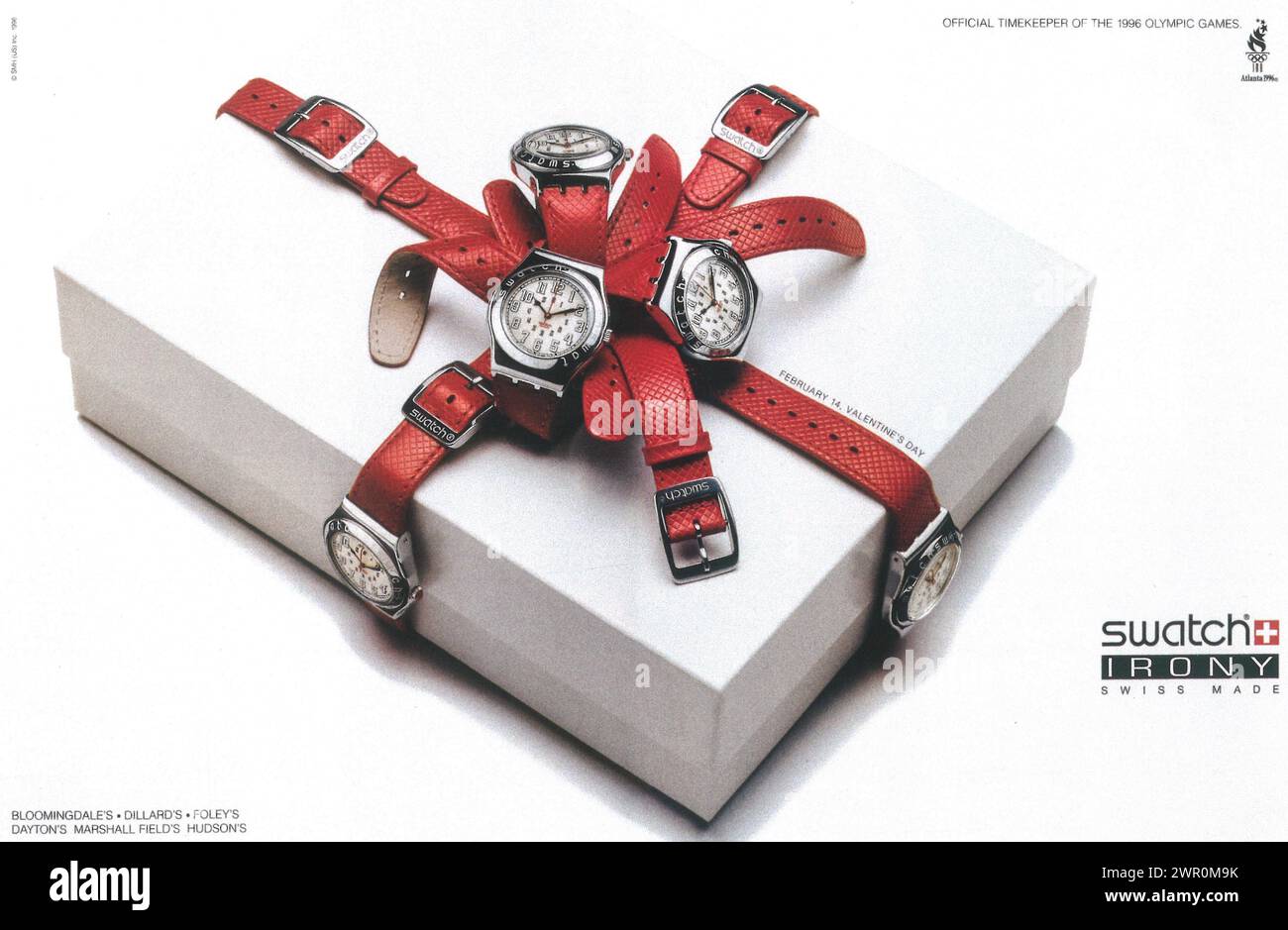 1996 Swatch Irony Red Leather Valentine's Day Watch Print Ad Stock ...