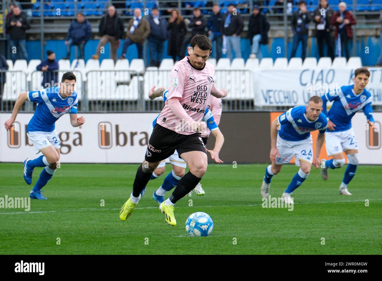 Matteo Luigi Brunori of Palermo FC kick and scores an penalty during the Italian Serie B soccer ...