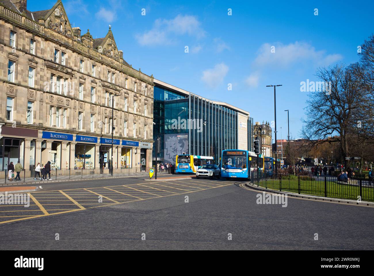 Blackwells bookshop and Newcastle University building Stock Photo - Alamy