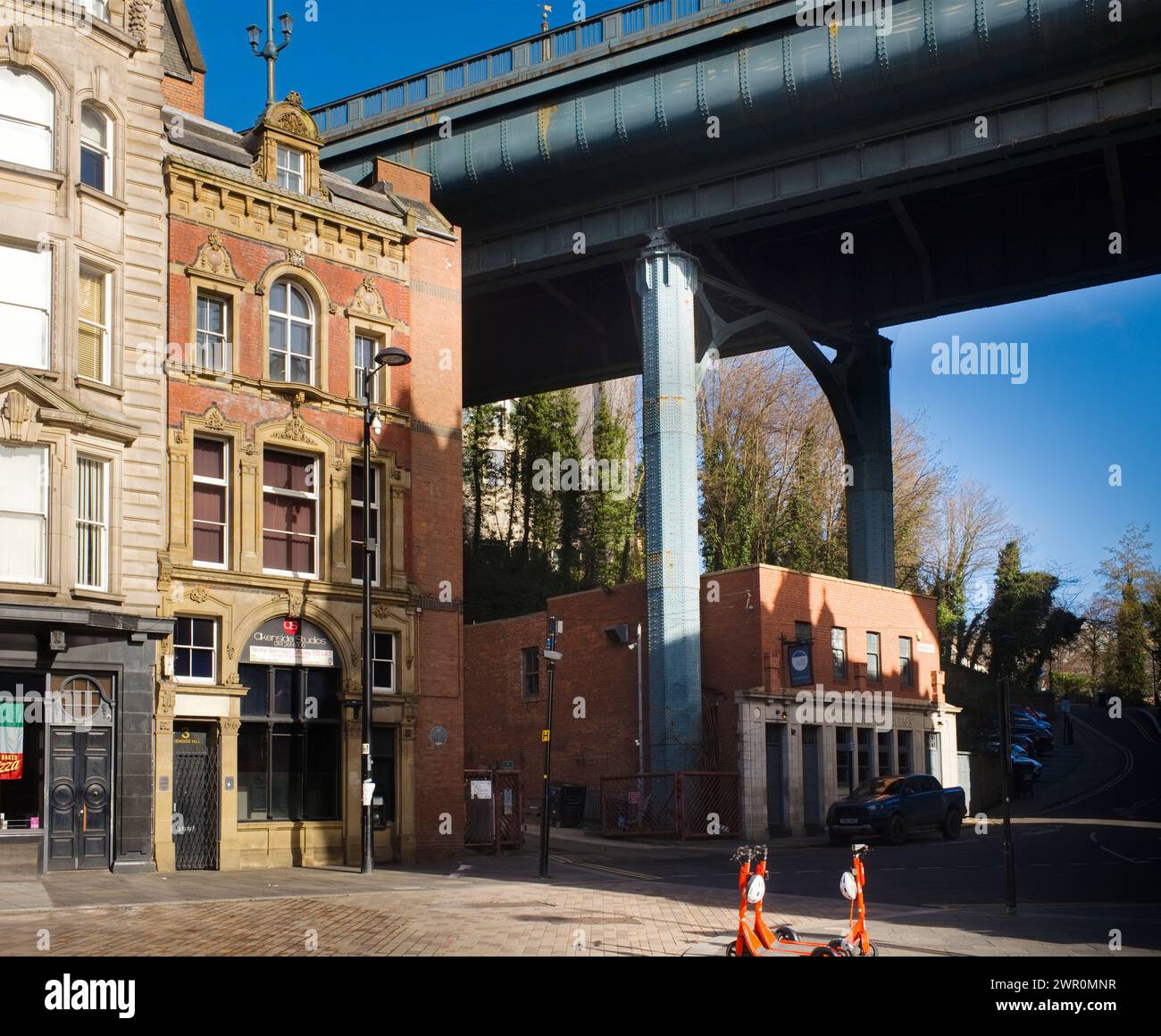 Under the high bridge in Newcastle Stock Photo - Alamy
