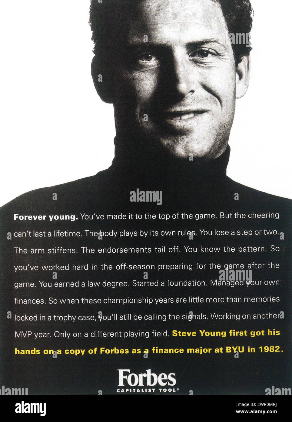 1996 Forbes magazine print ad with Steve Young Stock Photo - Alamy