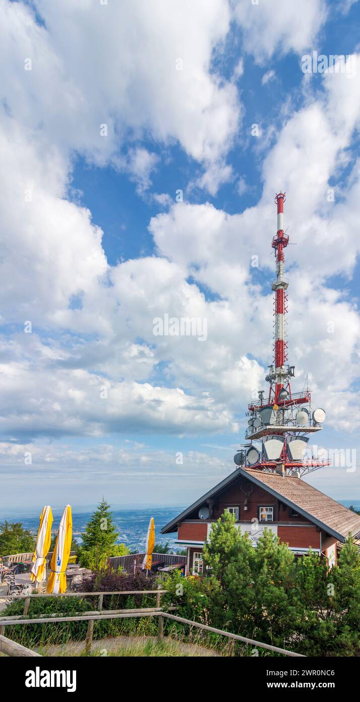 Lochau: radio tower on mountain Pfänder in Bodensee (Lake Constance ...