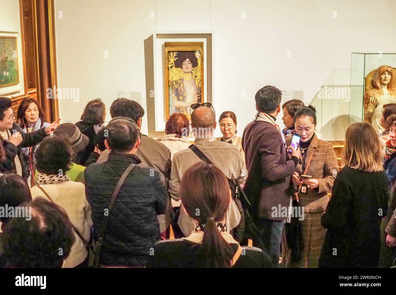 Vienna, Austria - February 25, 2024: Belvedere Museum. Visitors view ...