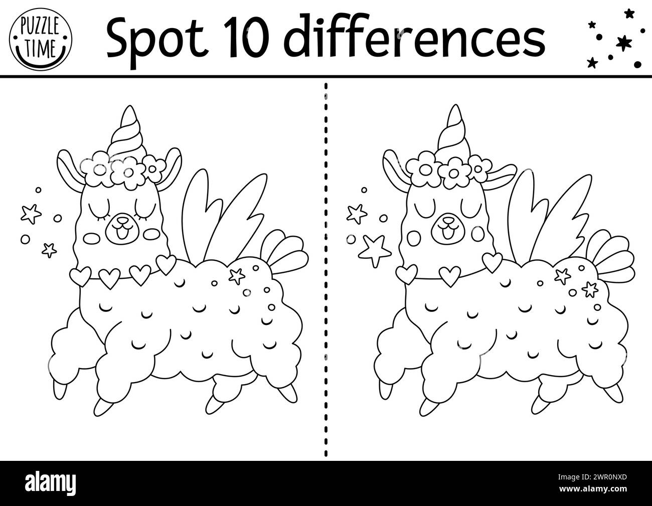 Spot the difference puzzle Black and White Stock Photos & Images - Alamy
