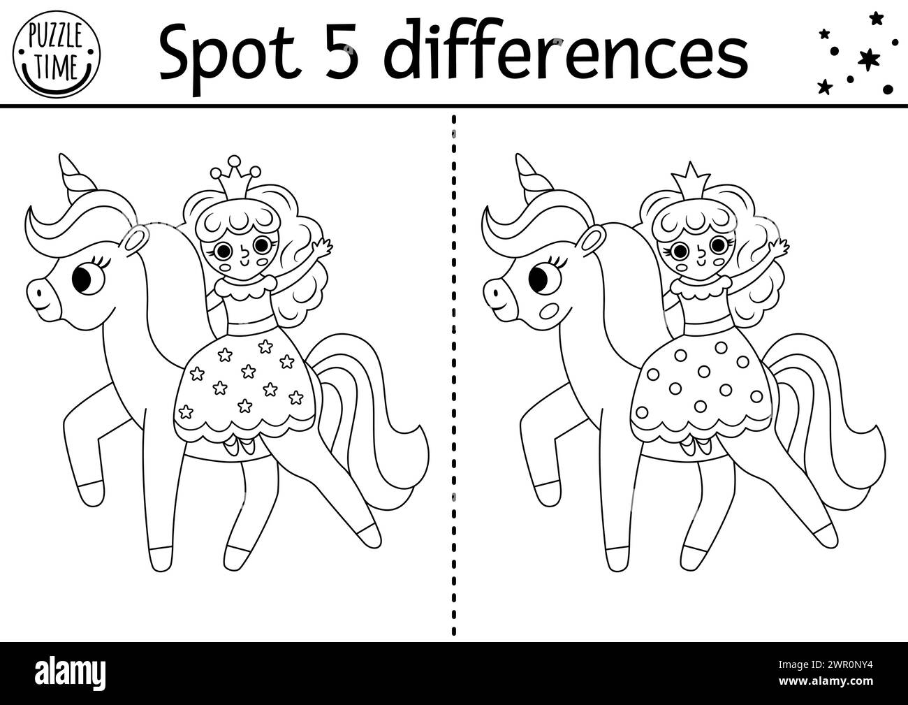 Spot the difference puzzle Black and White Stock Photos & Images - Alamy