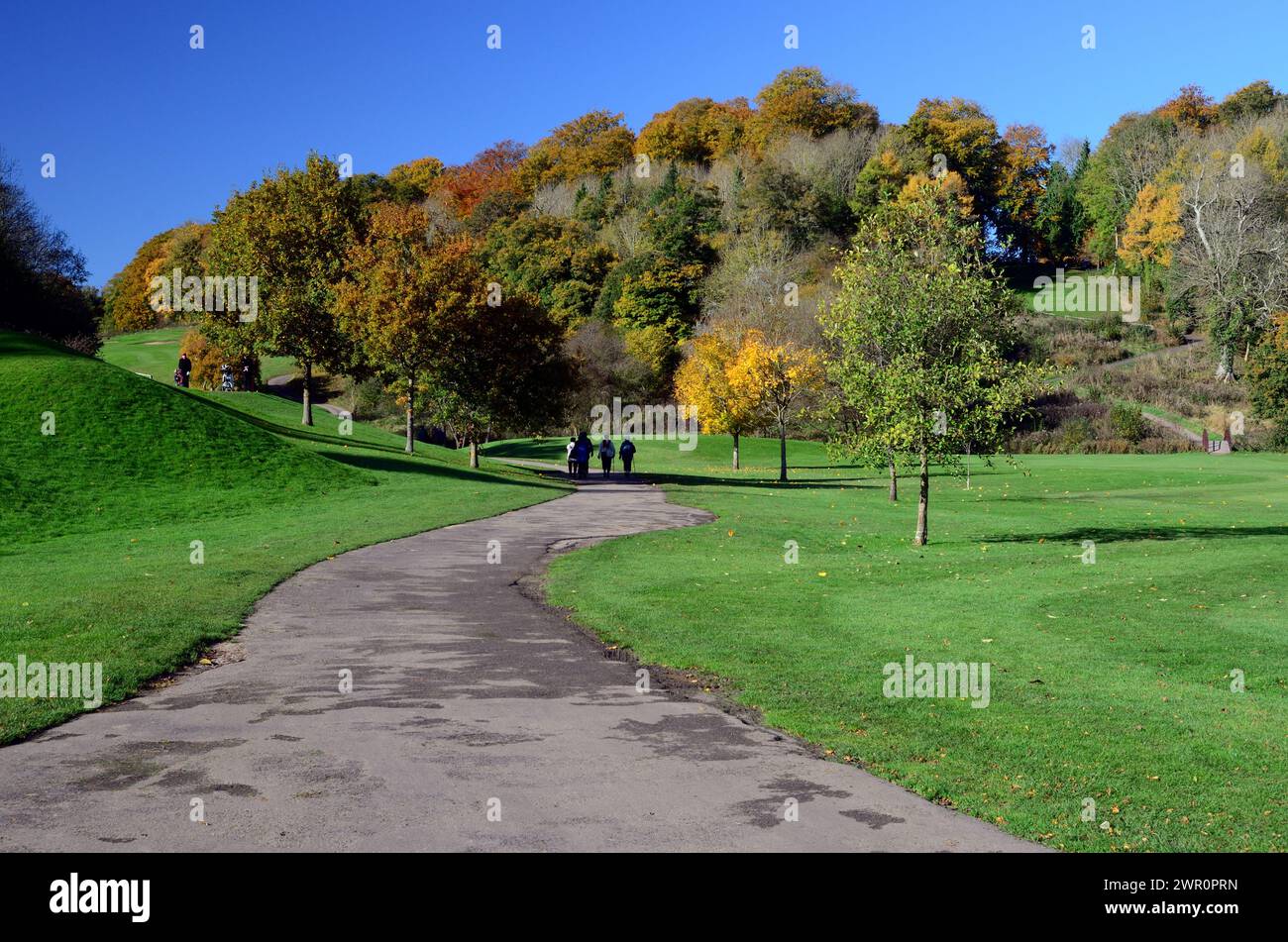A public footpath across Castle Combe golf course, Wiltshire Stock ...