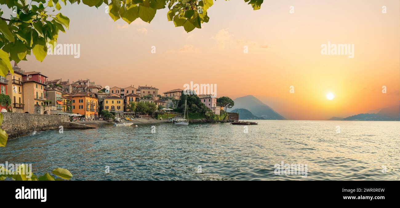 Varenna scenic sunset view in como lake hi-res stock photography and ...