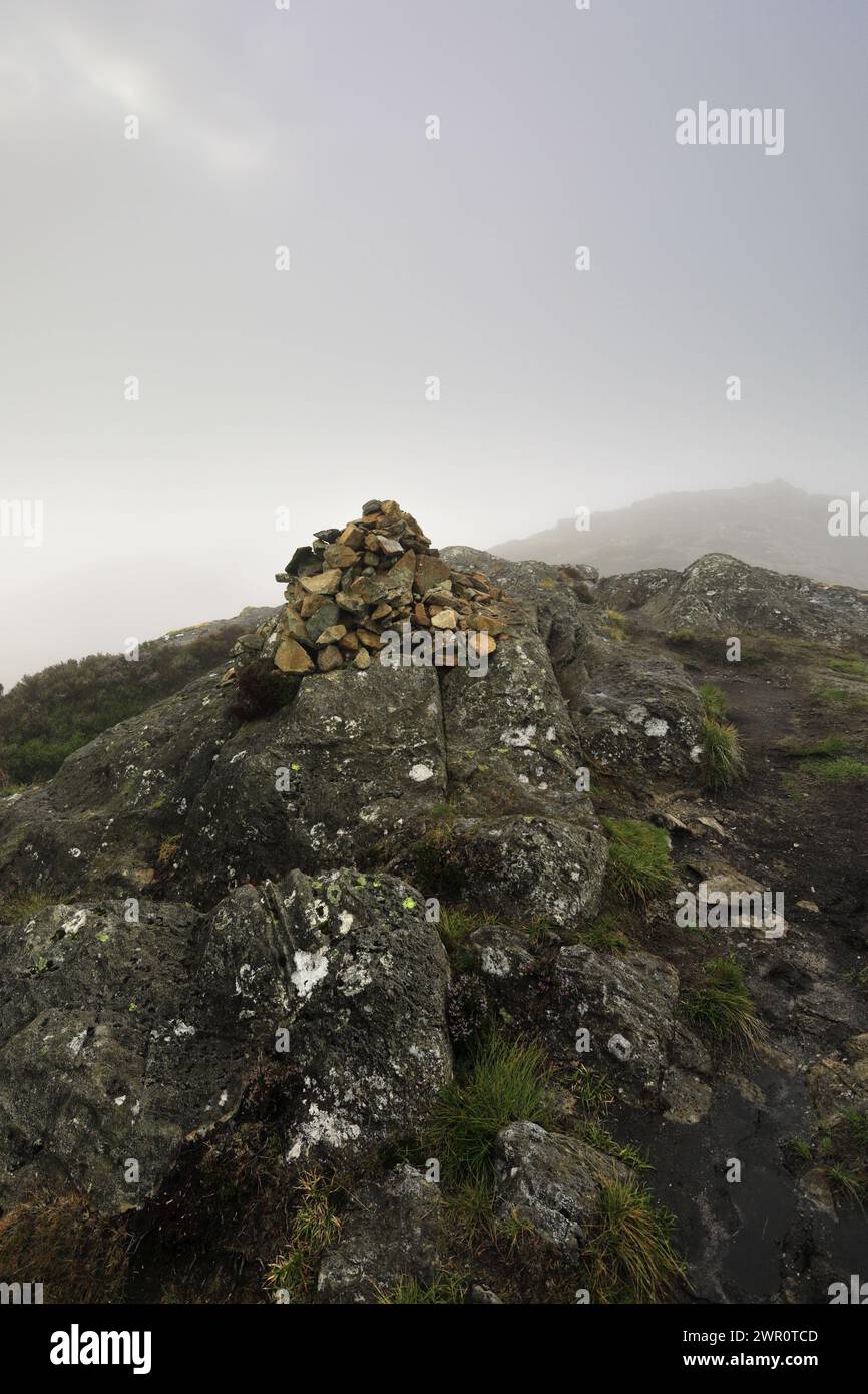 Summit Cairn of Great Crag Fell above Watendlath Tarn, Lake District ...
