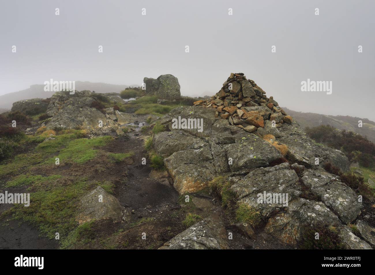 Summit Cairn of Great Crag Fell above Watendlath Tarn, Lake District ...