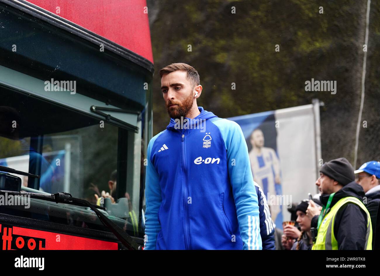 Nottingham Forest goalkeeper Matt Turner arrives ahead of the Premier ...