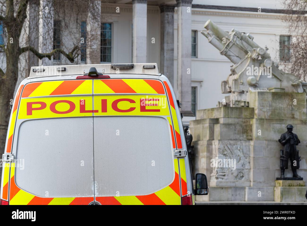 Police van providing security during a pro Palestine march, positioned ...