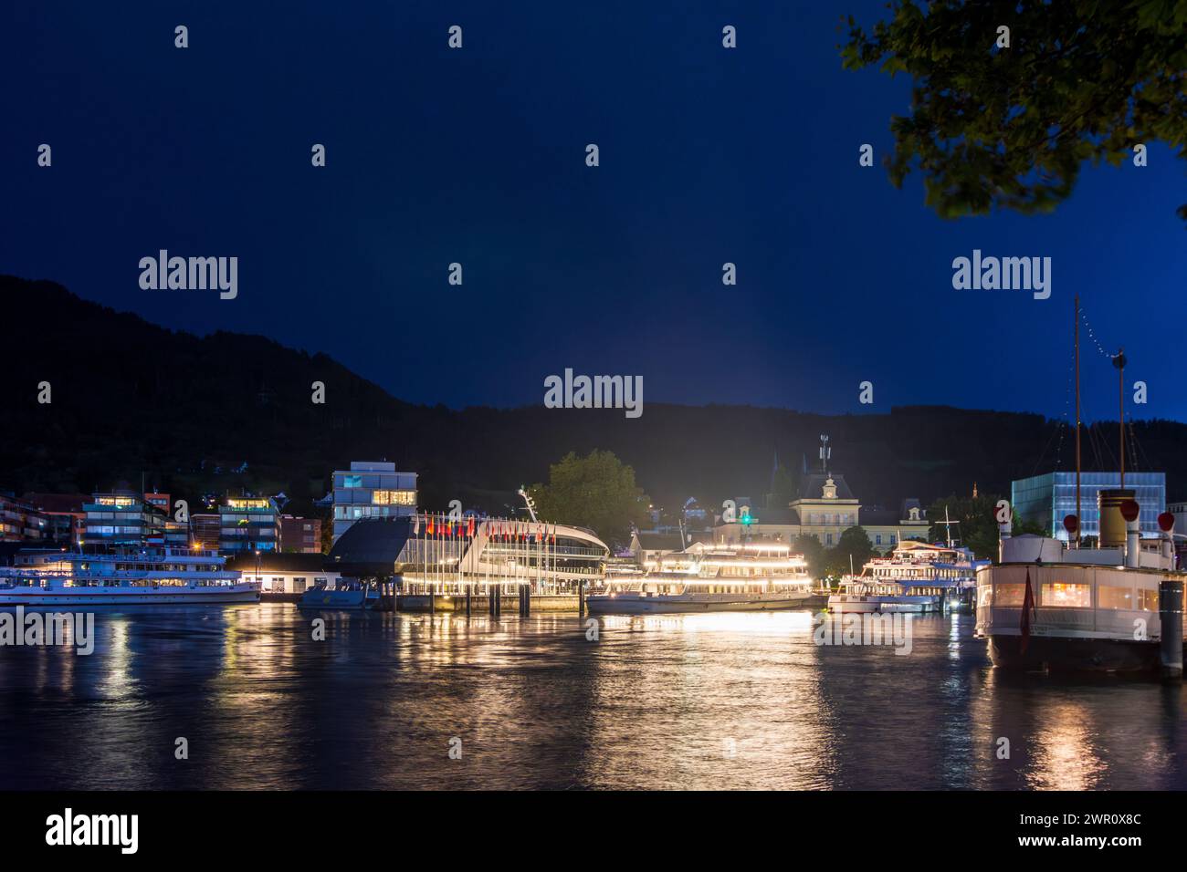 Bregenz: lake Bodensee (Lake Constance), harbor, passenger ship in ...