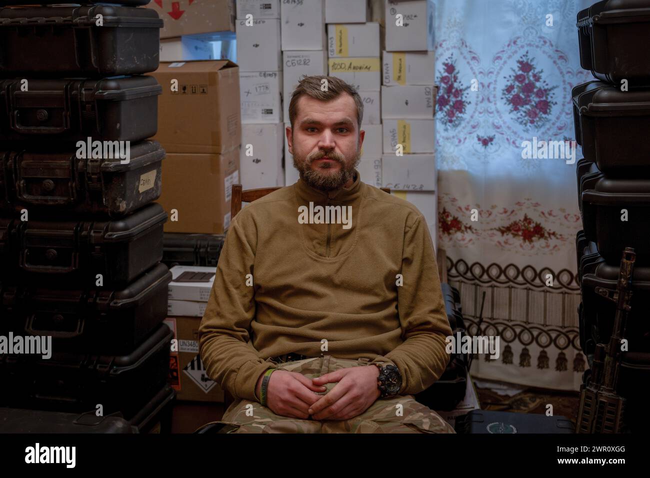 Serviceman of the aerial reconnaissance unit of the 3rd assault brigade ...