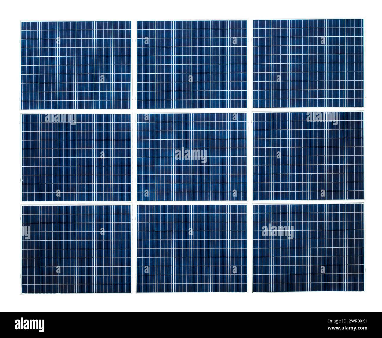 Nine solar panels isolated on white background Stock Photo - Alamy