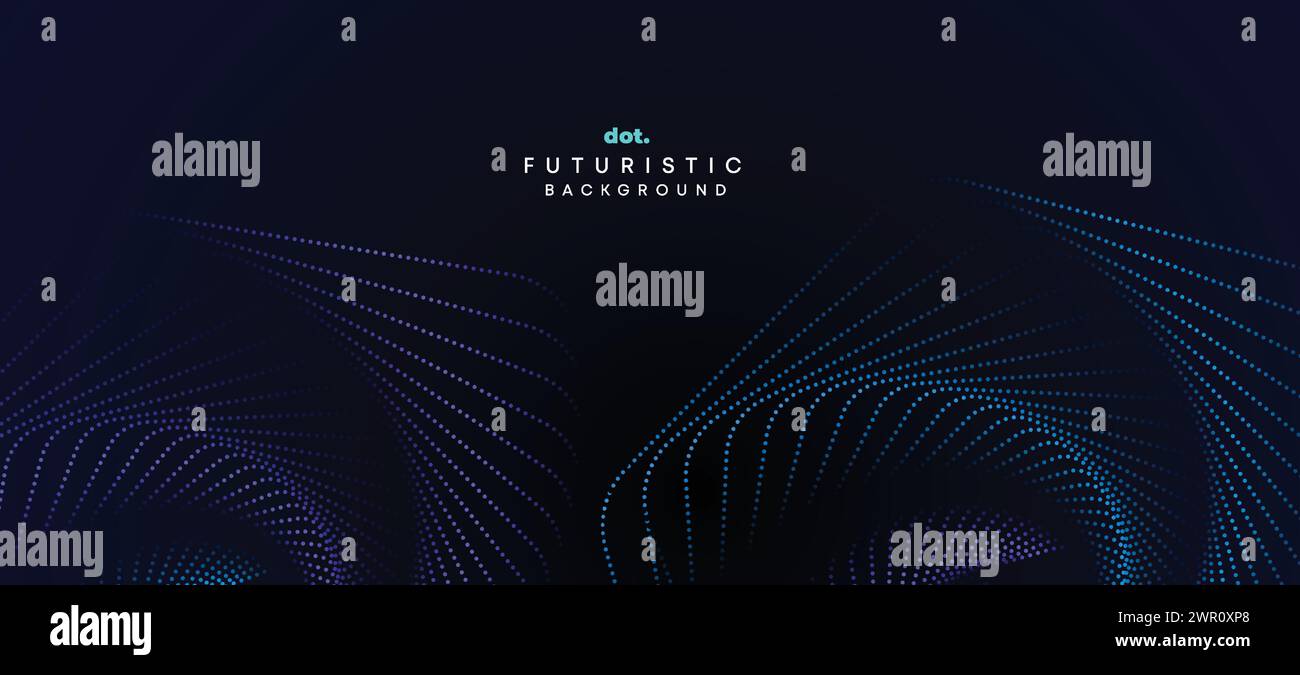 Abstract Dark Navy Blue Green Gradient Waving Circles Flowing Dot ...