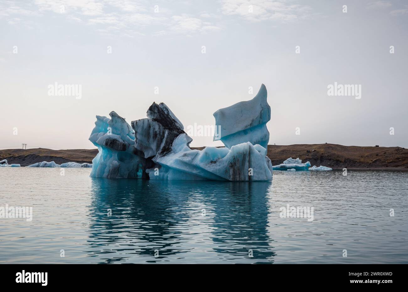 Icelandic glacial scenery, magnificent ice form, iceberg floating in ...