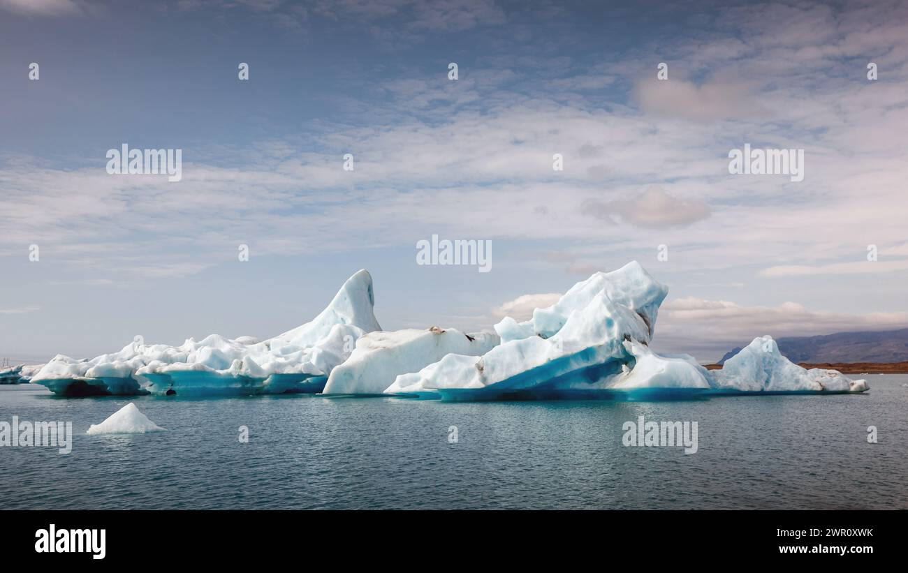 Icelandic glacial scenery, magnificent ice form, iceberg floating in ...