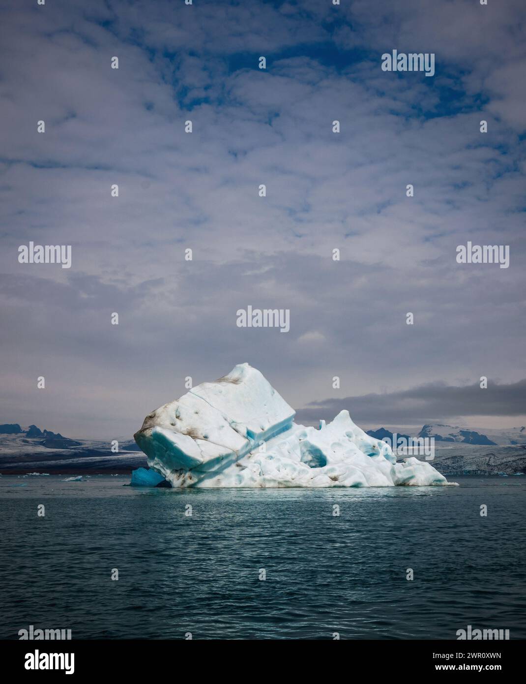 Icelandic glacial scenery, magnificent ice form, iceberg floating in ...