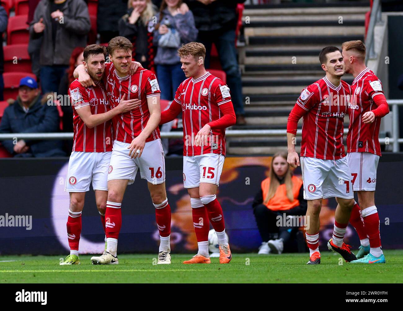 Bristol City's Rob Dickie (second left) celebrates scoring their side's ...
