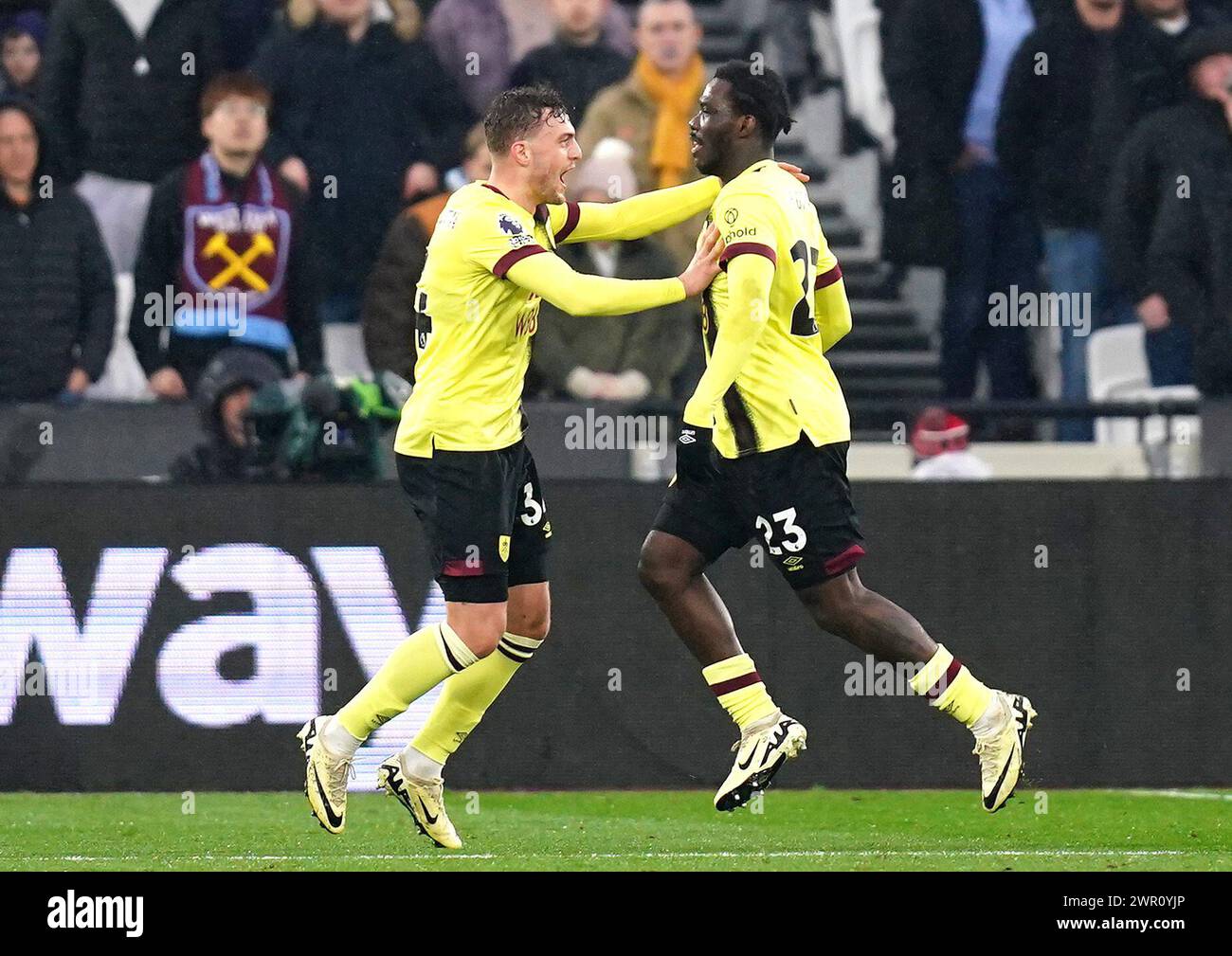 Burnley's David Datro Fofana (right) celebrates scoring their side's ...