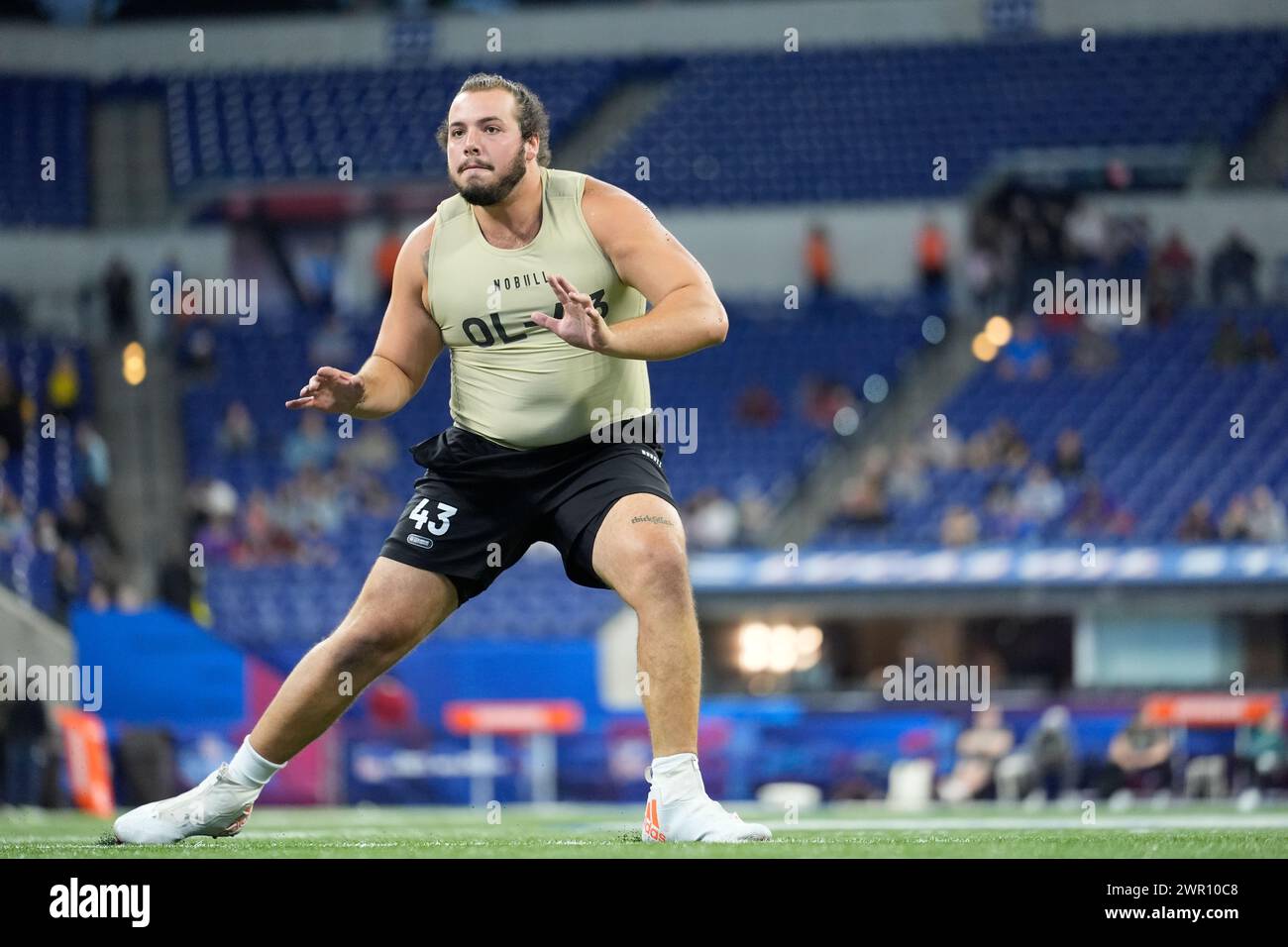 Miami Offensive Lineman Matt Lee Runs A Drill At The Nfl Football