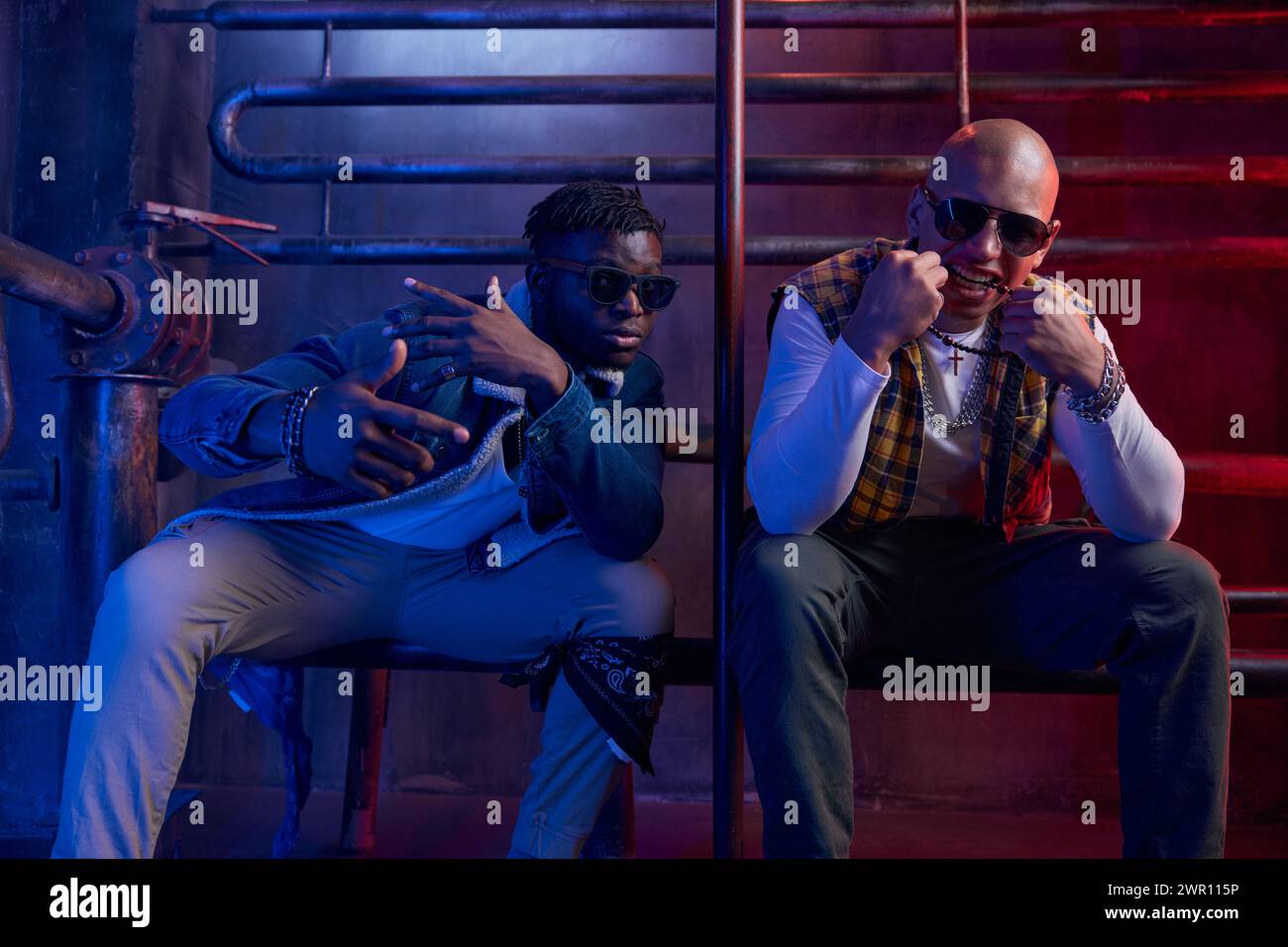 Group of modern cool hip-hop dancers at garage studio Stock Photo - Alamy