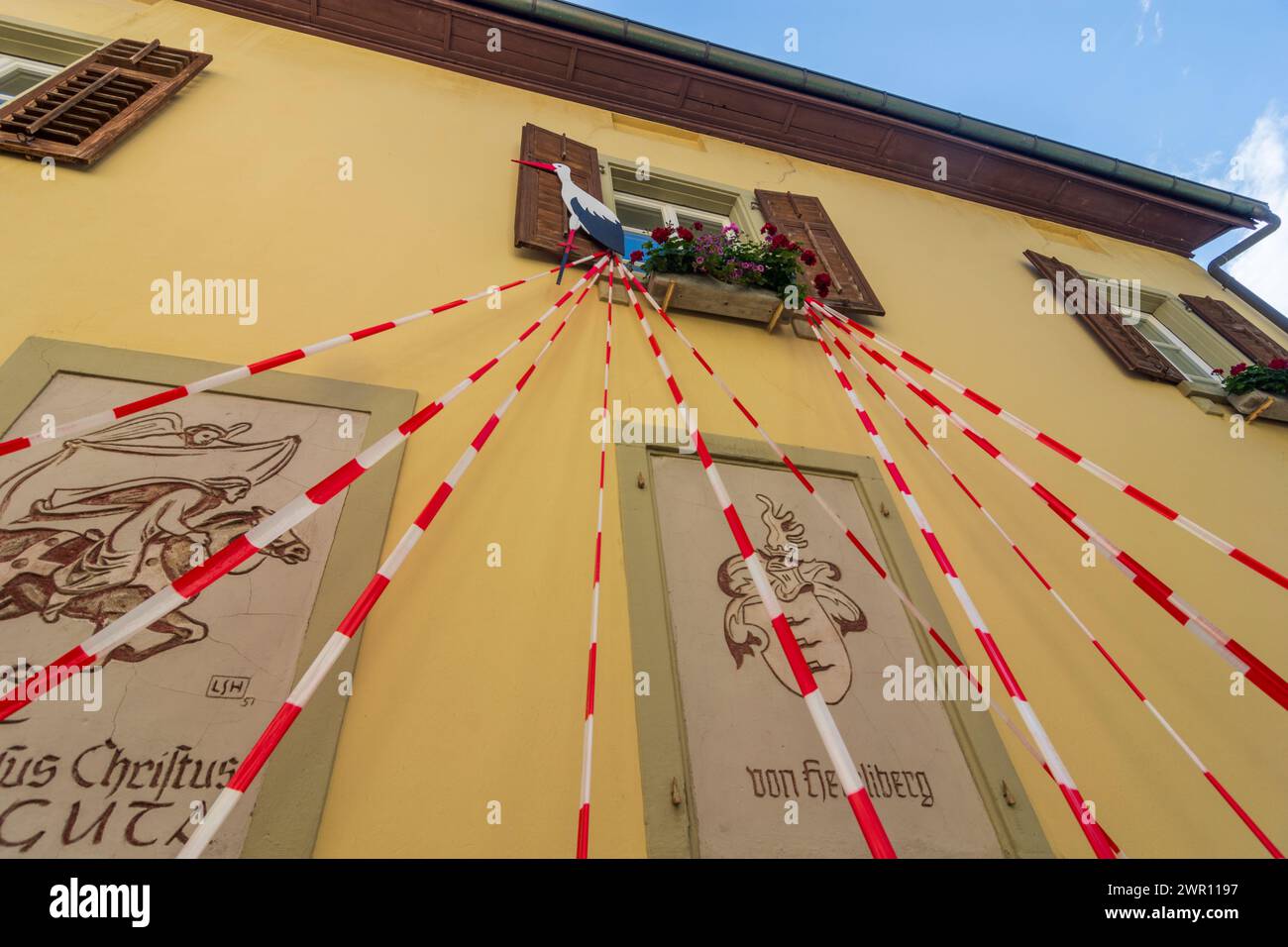 Bregenz: house with picture of stork for newborn baby in Bodensee (Lake ...