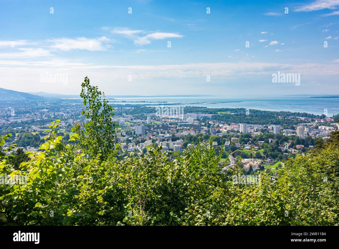 Bregenz: view to lake Bodensee (Lake Constance), town Bregenz in ...