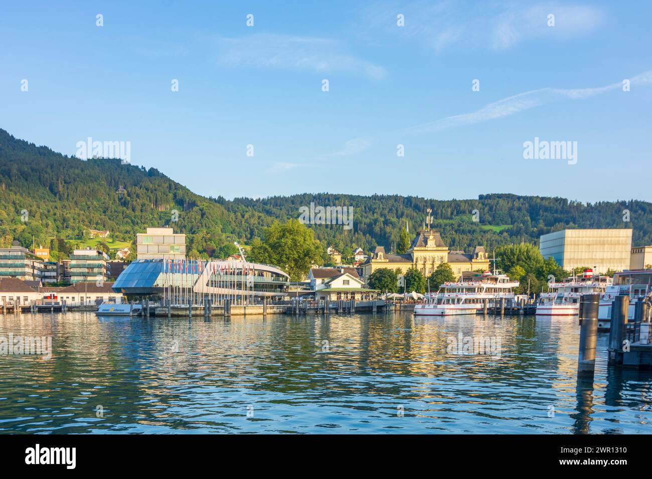 Bregenz: lake Bodensee (Lake Constance), harbor, passenger ships in ...