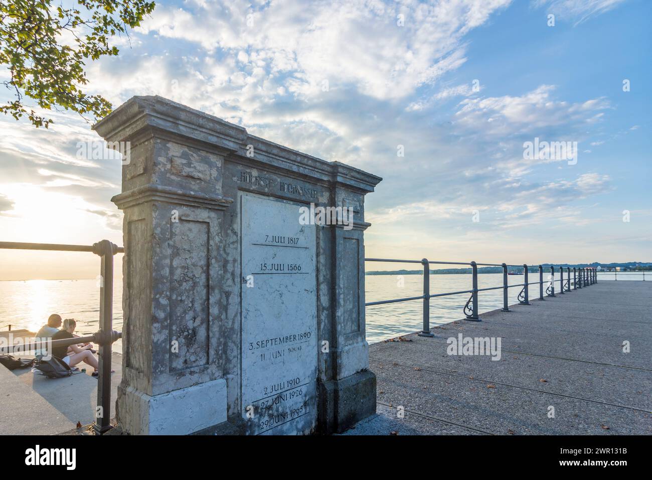 Bregenz: lake Bodensee (Lake Constance), harbor, flood marks in ...