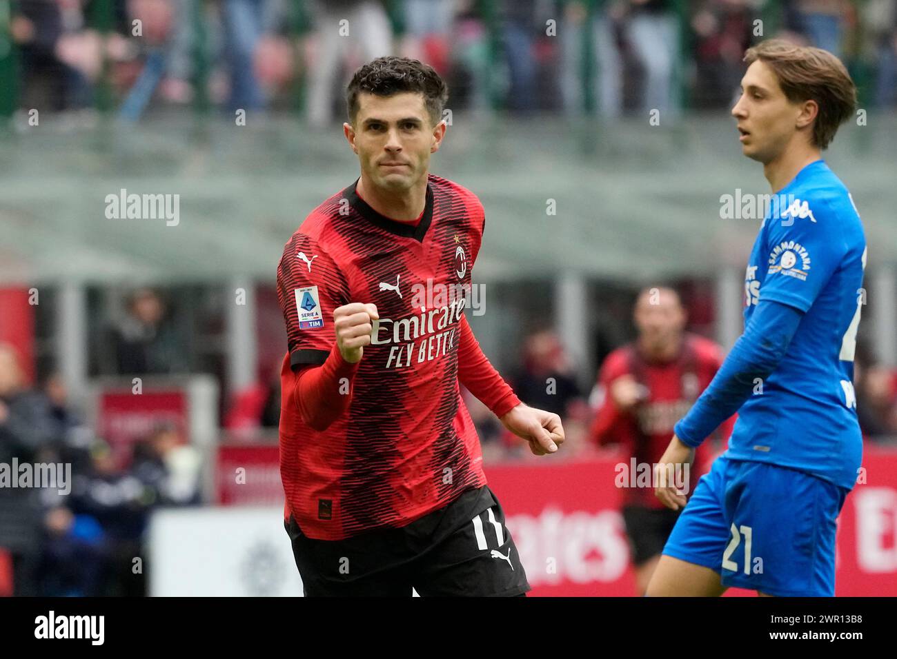 AC Milan's Christian Pulisic celebrates after scoring his side's ...