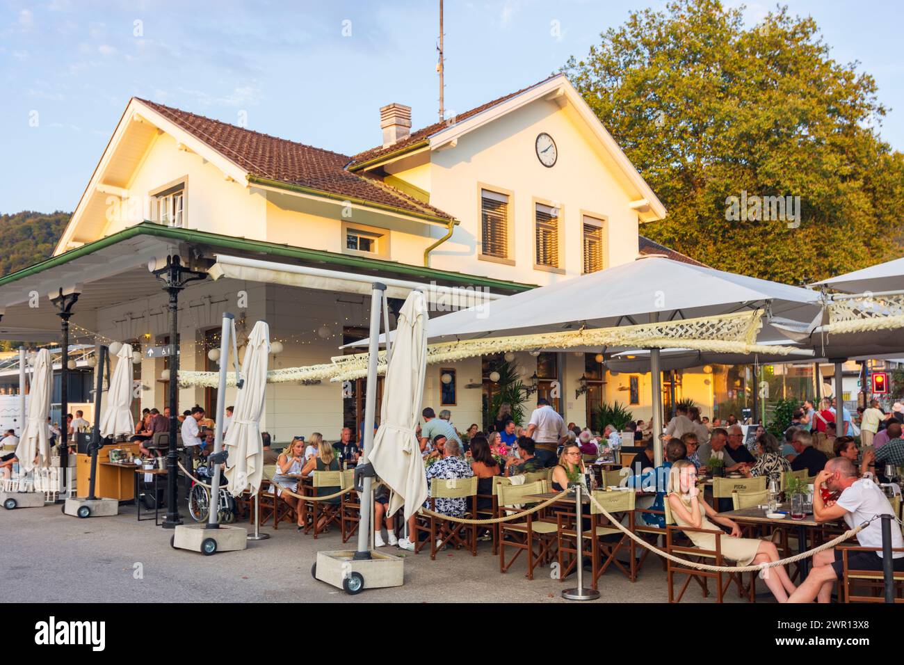 Bregenz: restaurant Pier 69 at harbor in Bodensee (Lake Constance ...