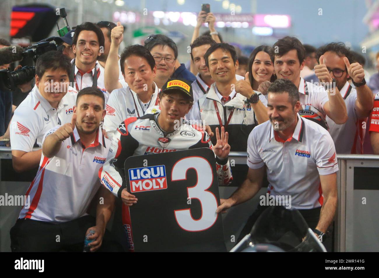 Third placed Japan's rider Taiyo Furusato of the Honda Team Asia ...