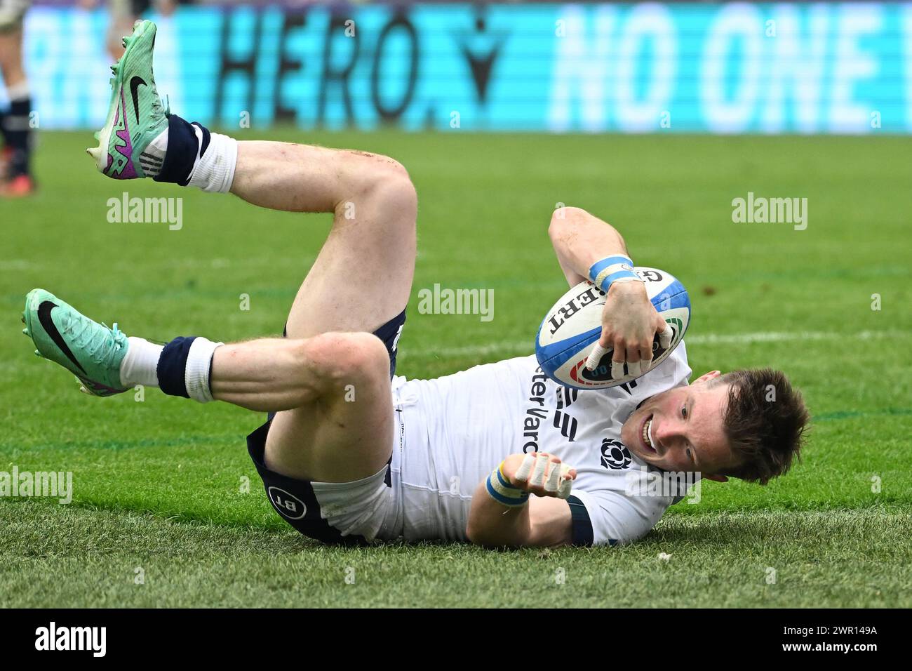 try of George Horne of Scotland during the Six Nations rugby match ...