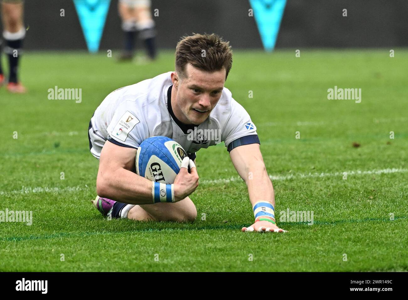 try of George Horne of Scotland during the Six Nations rugby match ...