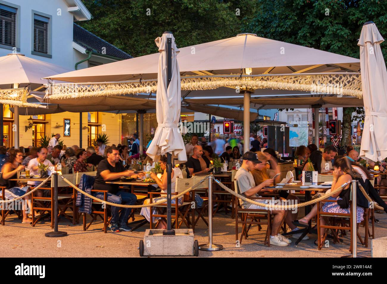 Bregenz: restaurant Pier 69 at harbor in Bodensee (Lake Constance ...