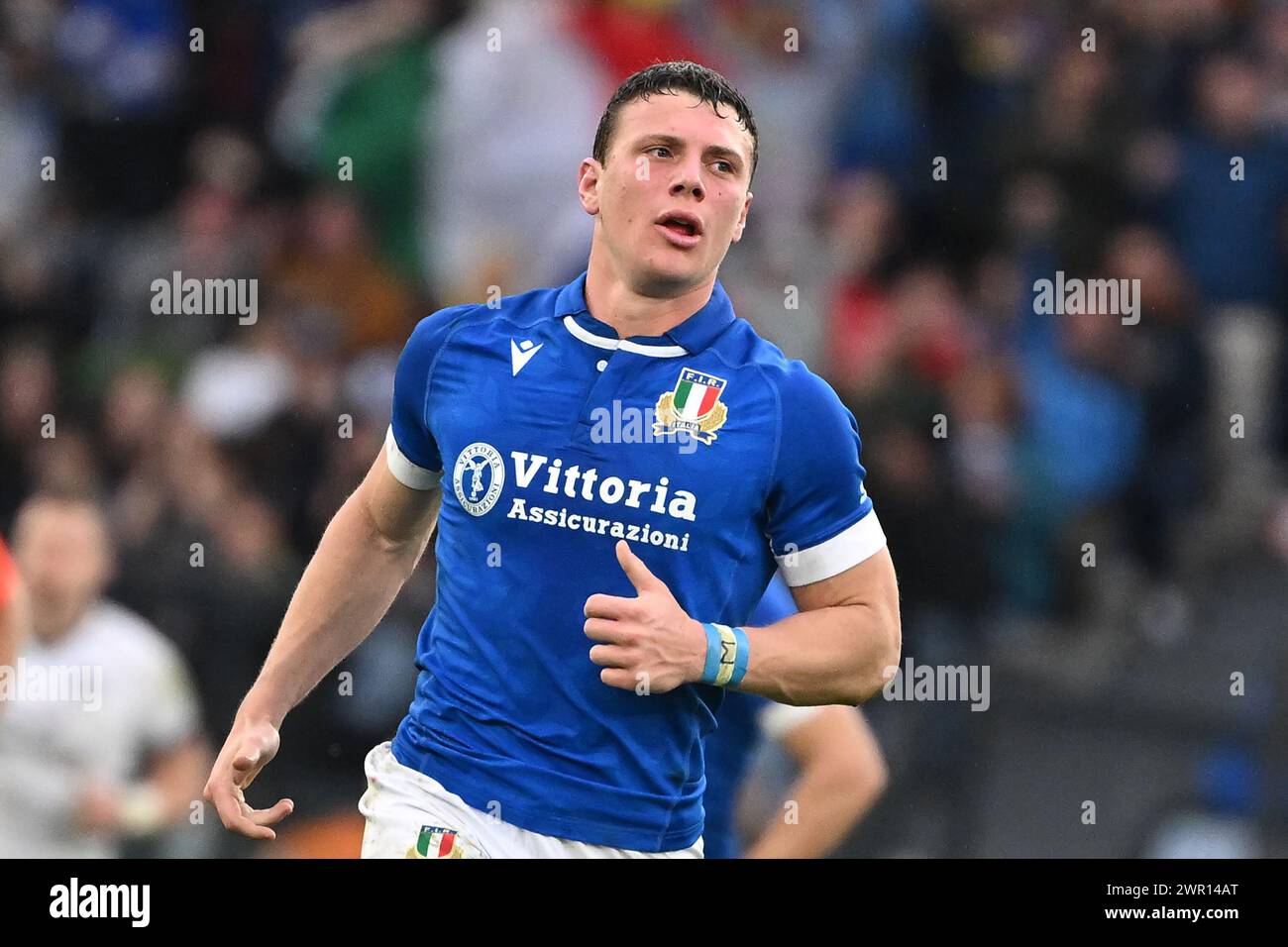 Paolo Garbisi of Italy celebrates during the Six Nations rugby match ...