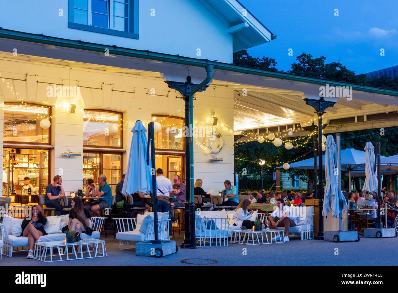 Bregenz: restaurant Pier 69 at harbor in Bodensee (Lake Constance ...