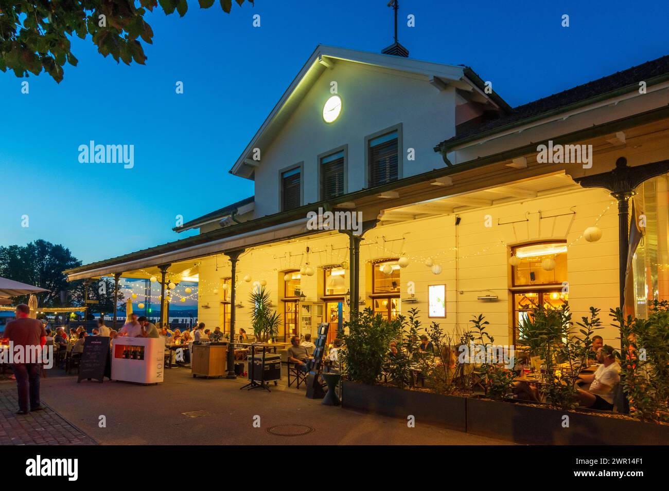 Bregenz: restaurant Pier 69 at harbor in Bodensee (Lake Constance ...