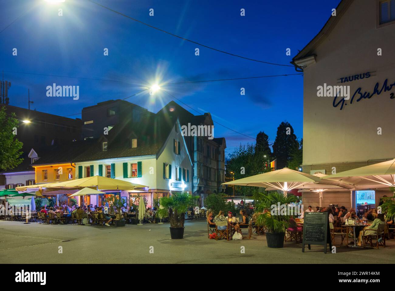 Bregenz: restaurant at street Bahnhofstraße in Bodensee (Lake Constance ...