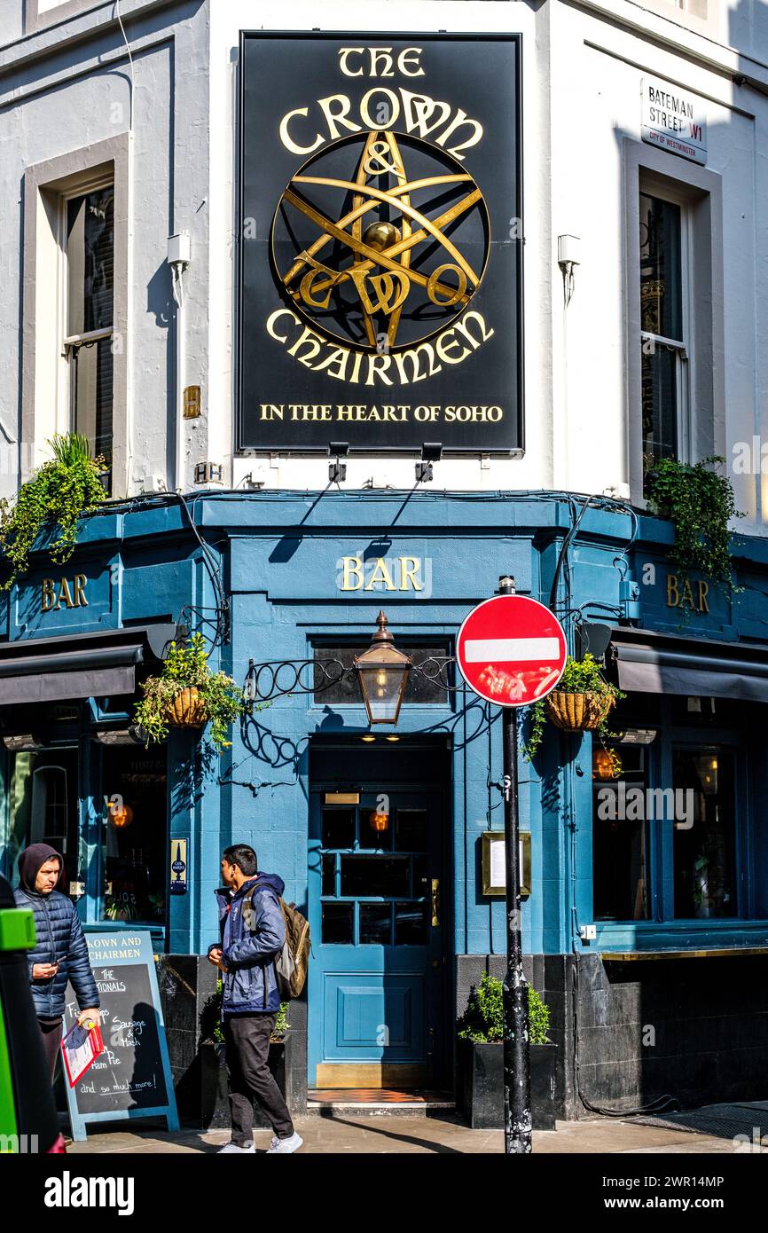 Soho, London UK, March 08 2024, Historic The Crown and Two Chairmen ...