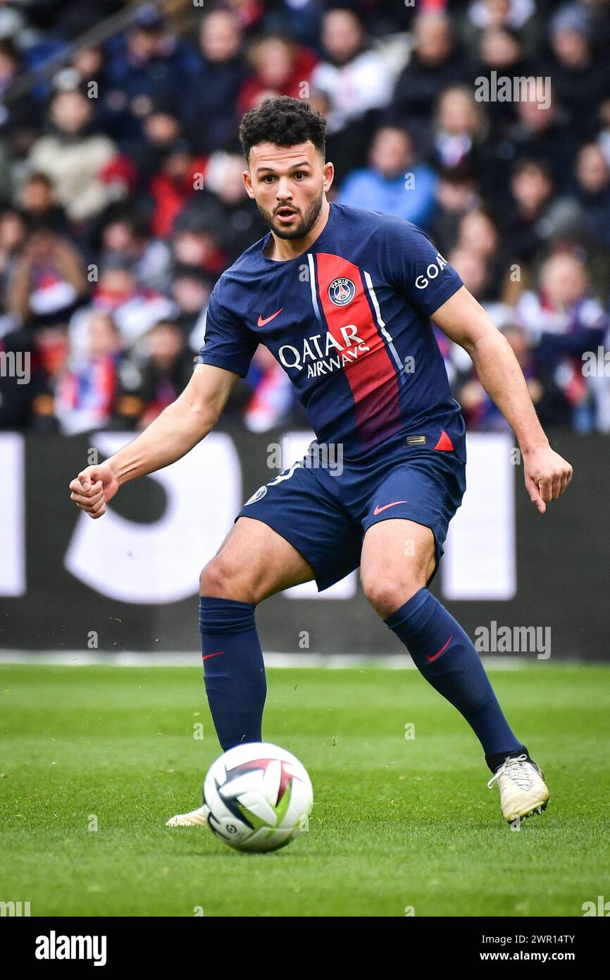 Paris Saint-Germain’s forward Goncalo Ramos passes the ball during the ...