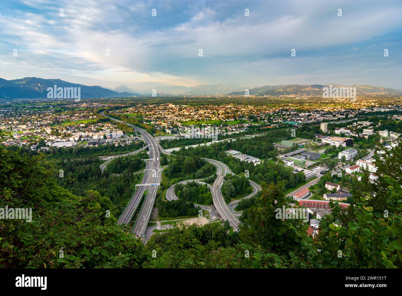 Bregenz: freeway A14 at Knoten Bregrenz, river Bregenzer Ach, Rhine ...