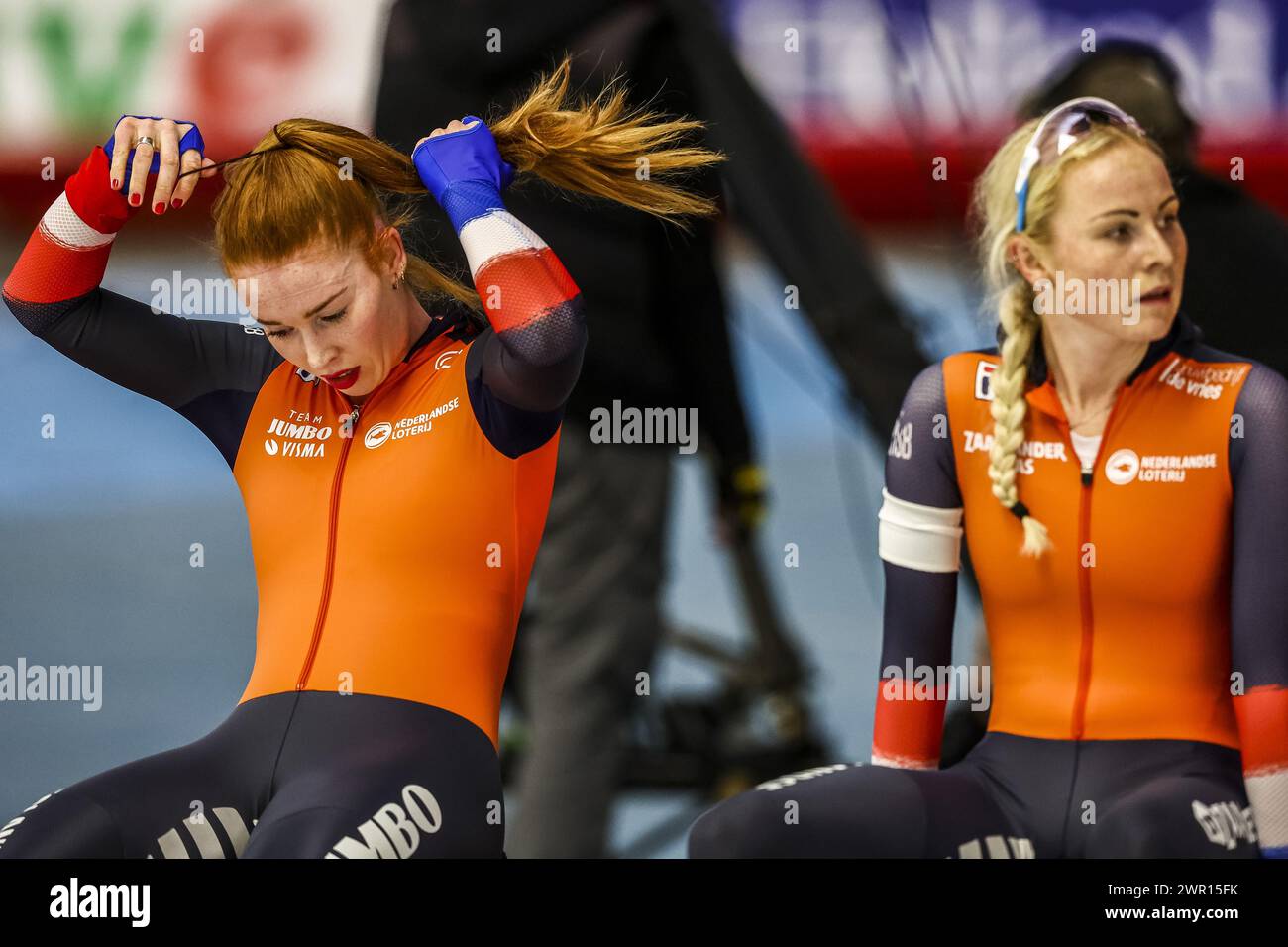 INZELL - Antoinette Rijpma-De Jong (NED) reacts after the 5000 meters ...