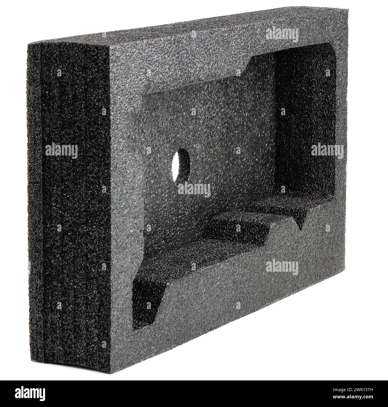 Black high-impact closed-cell polyethylene black foam shell isolated on ...