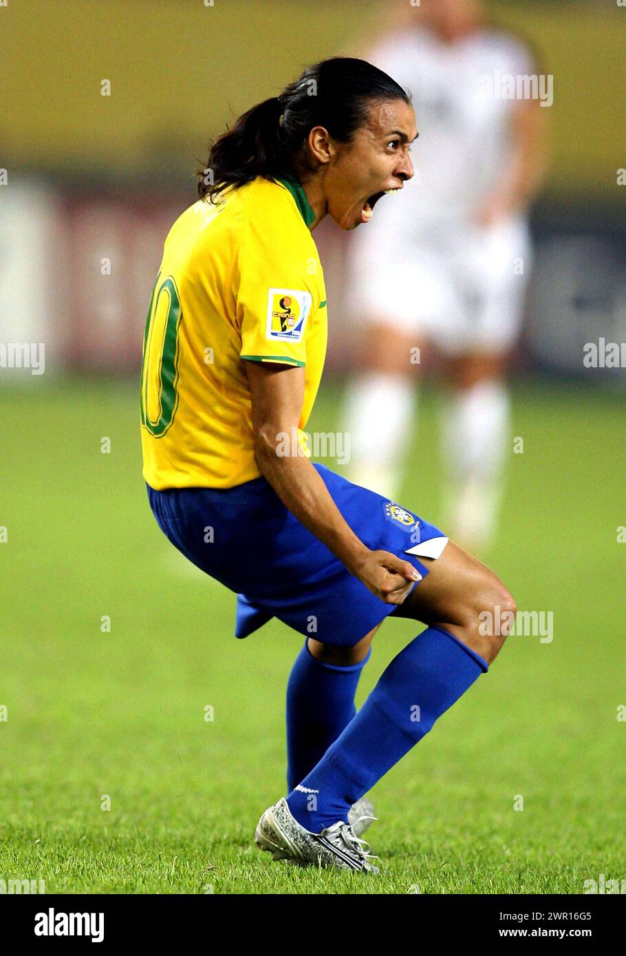 27 September 2007:Marta of Brazil after scoring her first of two goals ...
