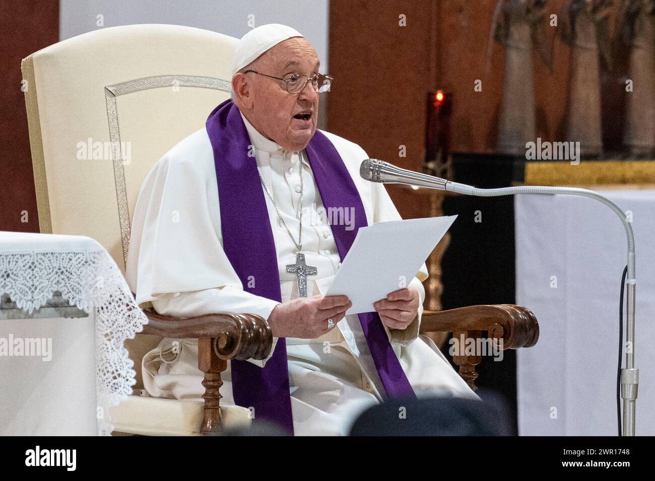 Pope Francis delivers his speech during the Penitential Service in the ...
